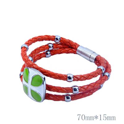 China Europ American Fashion Trendy Stainless Steel Geniune PU Leather Bracelet Bangle LBL201 for sale
