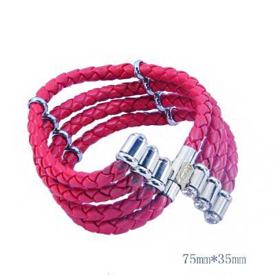 China Europ American Fashion Trendy Stainless Steel Geniune PU Leather Bracelet Bangle LBL197 for sale