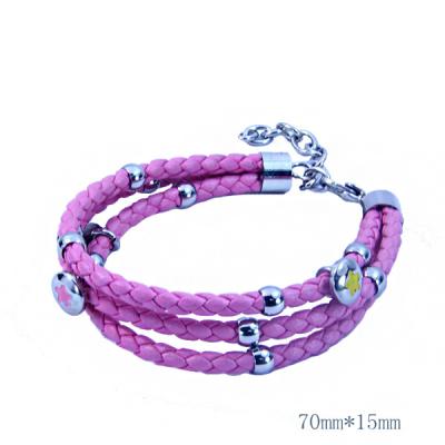 China Europ American Fashion Trendy Stainless Steel Geniune PU Leather Bracelet Bangle LBL199 for sale