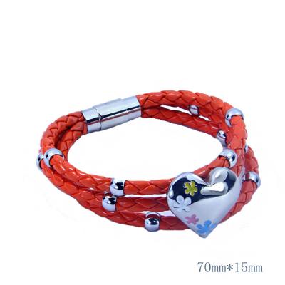 China Europ American Fashion Trendy Stainless Steel Geniune PU Leather Bracelet Bangle LBL200 for sale
