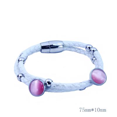 China Europ American Fashion Trendy Stainless Steel Geniune PU Leather Bracelet Bangle LBL206 for sale