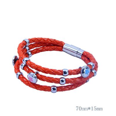 China Europ American Fashion Trendy Stainless Steel Geniune PU Leather Bracelet Bangle LBL204 for sale