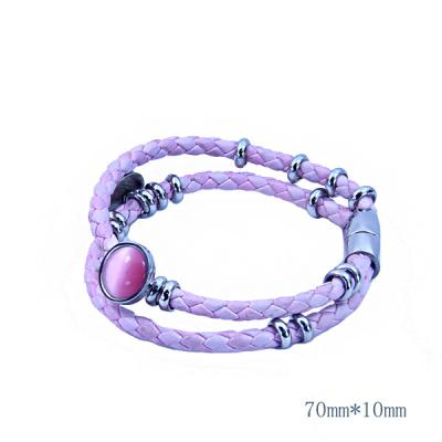 China Europ American Fashion Trendy Stainless Steel Geniune PU Leather Bracelet Bangle LBL205 for sale