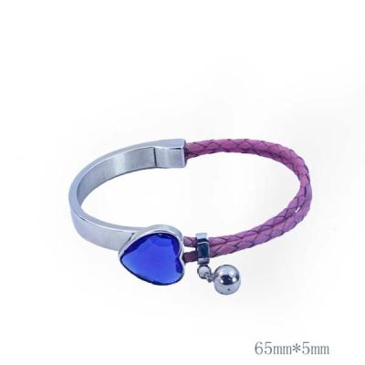 China Europ American Fashion Trendy Stainless Steel Geniune PU Leather Bracelet Bangle LBL210 for sale