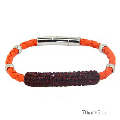 China Europ American Fashion Trendy Stainless Steel Geniune PU Leather Bracelet Bangle LBL213-4 for sale