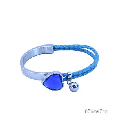China Europ American Fashion Trendy Stainless Steel Geniune PU Leather Bracelet Bangle LBL212 for sale