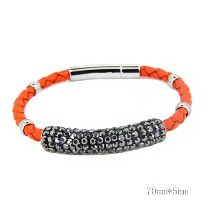 China Europ American Fashion Trendy Stainless Steel Geniune PU Leather Bracelet Bangle LBL213-1 for sale