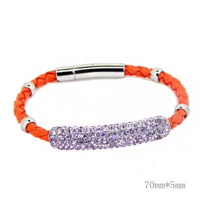 China Europ American Fashion Trendy Stainless Steel Geniune PU Leather Bracelet Bangle LBL213-2 for sale