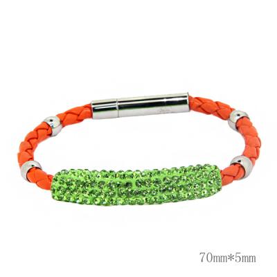 China Europ American Fashion Trendy Stainless Steel Geniune PU Leather Bracelet Bangle LBL213-5 for sale