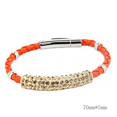 China Europ American Fashion Trendy Stainless Steel Geniune PU Leather Bracelet Bangle LBL213-6 for sale