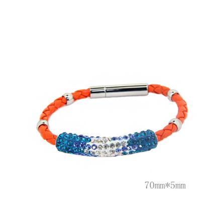 China Europ American Fashion Trendy Stainless Steel Geniune PU Leather Bracelet Bangle LBL213-7 for sale