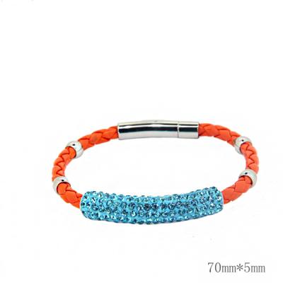China Europ American Fashion Trendy Stainless Steel Geniune PU Leather Bracelet Bangle LBL213-8 for sale
