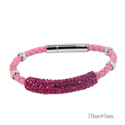 China Europ American Fashion Trendy Stainless Steel Geniune PU Leather Bracelet Bangle LBL214-5 for sale