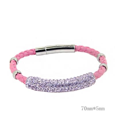 China Europ American Fashion Trendy Stainless Steel Geniune PU Leather Bracelet Bangle LBL214-4 for sale
