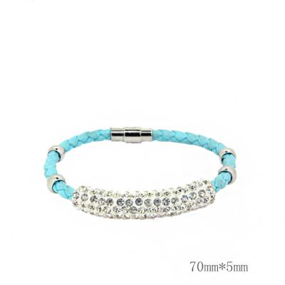 China Europ American Fashion Trendy Stainless Steel Geniune PU Leather Bracelet Bangle LBL215-5 for sale