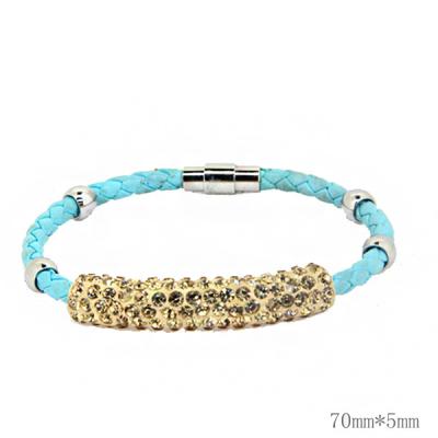 China Europ American Fashion Trendy Stainless Steel Geniune PU Leather Bracelet Bangle LBL215-1 for sale
