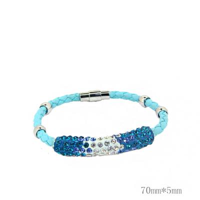 China Europ American Fashion Trendy Stainless Steel Geniune PU Leather Bracelet Bangle LBL215-2 for sale