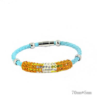 China Europ American Fashion Trendy Stainless Steel Geniune PU Leather Bracelet Bangle LBL215-3 for sale