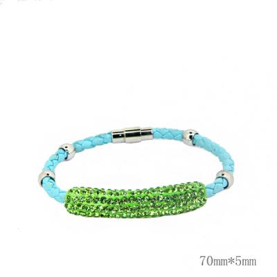 China Europ American Fashion Trendy Stainless Steel Geniune PU Leather Bracelet Bangle LBL215-4 for sale
