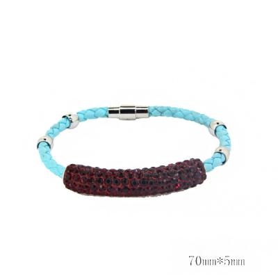 China Europ American Fashion Trendy Stainless Steel Geniune PU Leather Bracelet Bangle LBL215-10 for sale