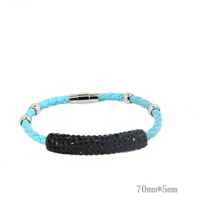 China Europ American Fashion Trendy Stainless Steel Geniune PU Leather Bracelet Bangle LBL215-7 for sale