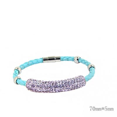 China Europ American Fashion Trendy Stainless Steel Geniune PU Leather Bracelet Bangle LBL215-8 for sale