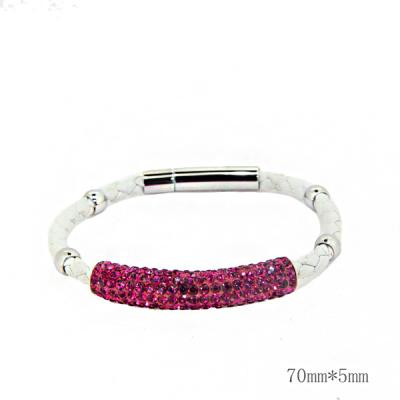 China Europ American Fashion Trendy Stainless Steel Geniune PU Leather Bracelet Bangle LBL216-1 for sale