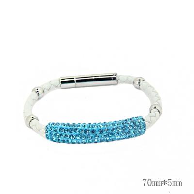 China Europ American Fashion Trendy Stainless Steel Geniune PU Leather Bracelet Bangle LBL216-2 for sale