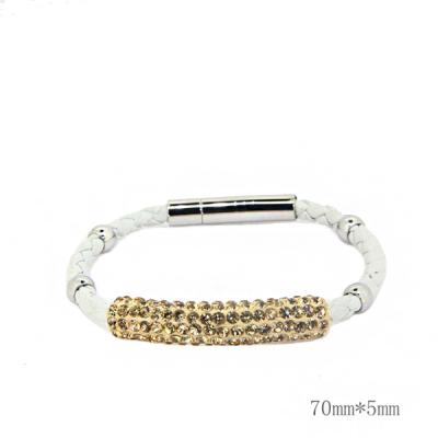China Europ American Fashion Trendy Stainless Steel Geniune PU Leather Bracelet Bangle LBL216-3 for sale