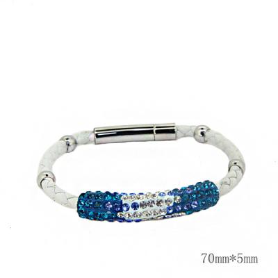 China Europ American Fashion Trendy Stainless Steel Geniune PU Leather Bracelet Bangle LBL216-4 for sale