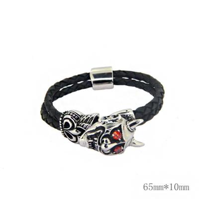 China Europ American Fashion Trendy Stainless Steel Geniune PU Leather Bracelet Bangle LBL217 for sale