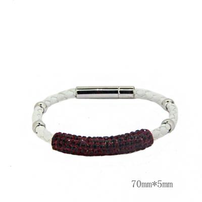 China Europ American Fashion Trendy Stainless Steel Geniune PU Leather Bracelet Bangle LBL216-6 for sale