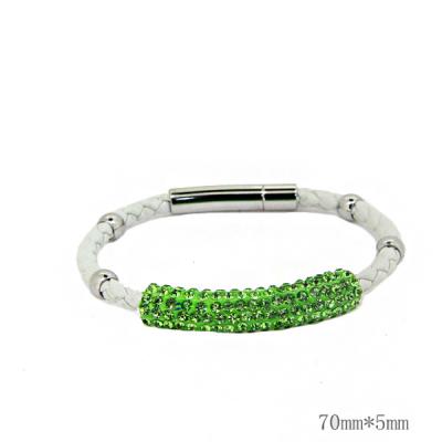China Europ American Fashion Trendy Stainless Steel Geniune PU Leather Bracelet Bangle LBL216-7 for sale