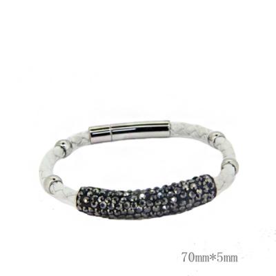 China Europ American Fashion Trendy Stainless Steel Geniune PU Leather Bracelet Bangle LBL216-8 for sale