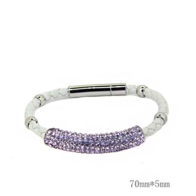 China Europ American Fashion Trendy Stainless Steel Geniune PU Leather Bracelet Bangle LBL216-9 for sale