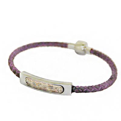 China Europ American Fashion Trendy Stainless Steel Geniune PU Leather Bracelet Bangle LBL220 for sale