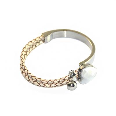 China Europ American Fashion Trendy Stainless Steel Geniune PU Leather Bracelet Bangle LBL227 for sale