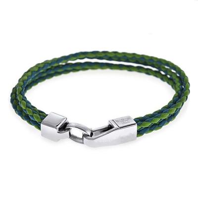 China Europ American Fashion Trendy Stainless Steel Geniune PU Leather Bracelet Bangle LBL229 for sale