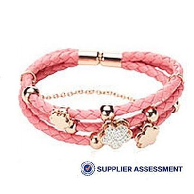 China Europ American Fashion Trendy Stainless Steel Geniune PU Leather Bracelet Bangle LBL231 for sale