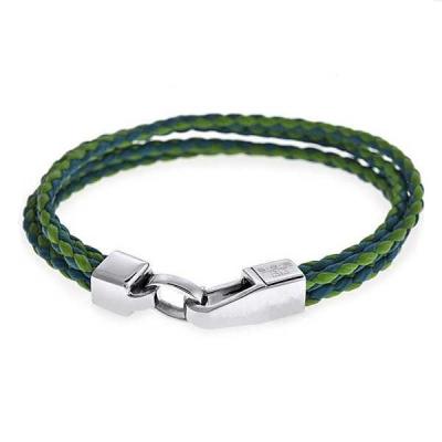 China Europ American Fashion Trendy Stainless Steel Geniune PU Leather Bracelet Bangle LBL229 for sale