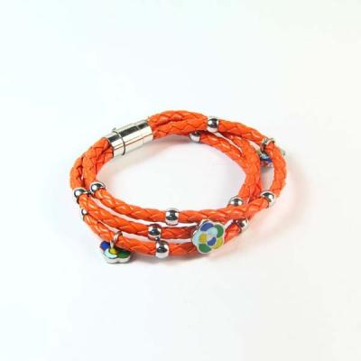 China Europ American Fashion Trendy Stainless Steel Geniune PU Leather Bracelet Bangle LBL243 for sale
