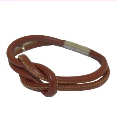 China Europ American Fashion Trendy Stainless Steel Geniune PU Leather Bracelet Bangle LBL239 for sale