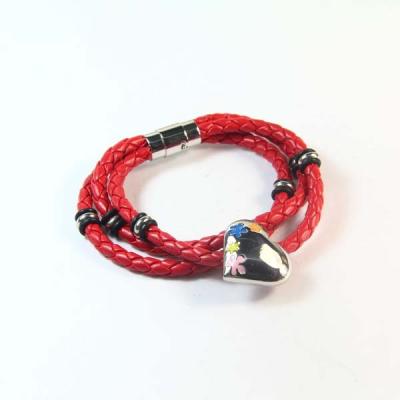 China Europ American Fashion Trendy Stainless Steel Geniune PU Leather Bracelet Bangle LBL241 for sale