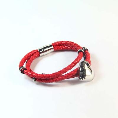 China Europ American Fashion Trendy Stainless Steel Geniune PU Leather Bracelet Bangle LBL242 for sale