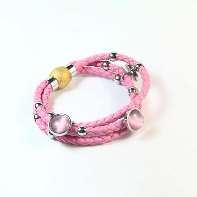 China Europ American Fashion Trendy Stainless Steel Geniune PU Leather Bracelet Bangle LBL248 for sale
