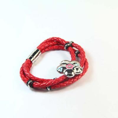 China Europ American Fashion Trendy Stainless Steel Geniune PU Leather Bracelet Bangle LBL244 for sale