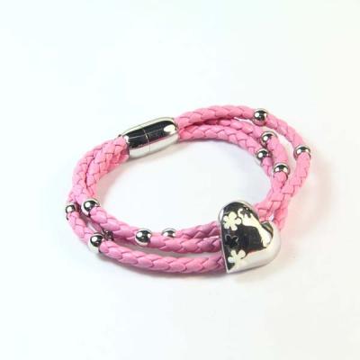 China Europ American Fashion Trendy Stainless Steel Geniune PU Leather Bracelet Bangle LBL247 for sale