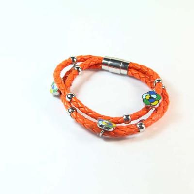 China Europ American Fashion Trendy Stainless Steel Geniune PU Leather Bracelet Bangle LBL253 for sale