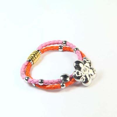 China Europ American Fashion Trendy Stainless Steel Geniune PU Leather Bracelet Bangle LBL249 for sale