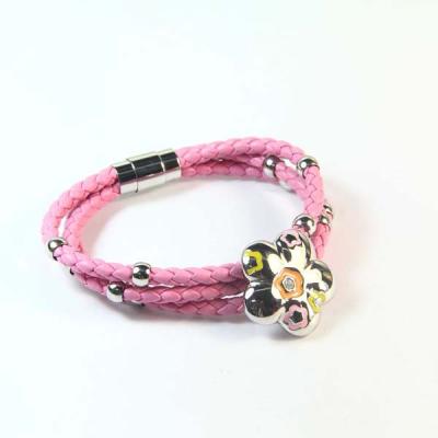 China Europ American Fashion Trendy Stainless Steel Geniune PU Leather Bracelet Bangle LBL250 for sale